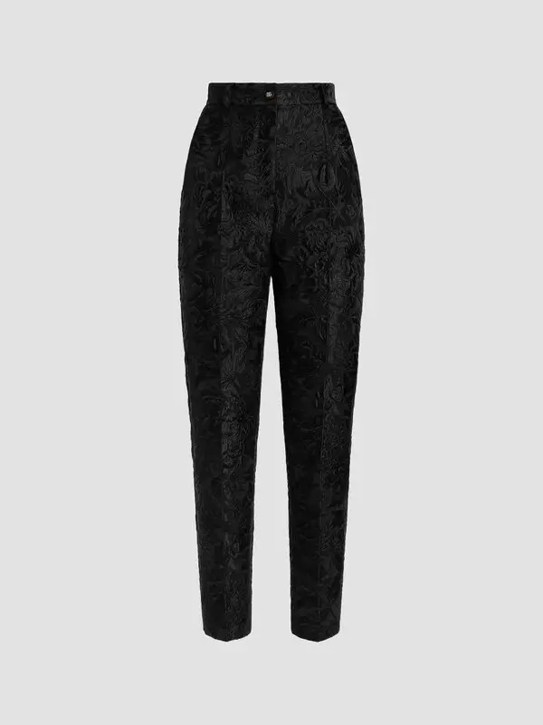 Dolce & Gabbana Floral Brocade High-rise Slim-leg Pants