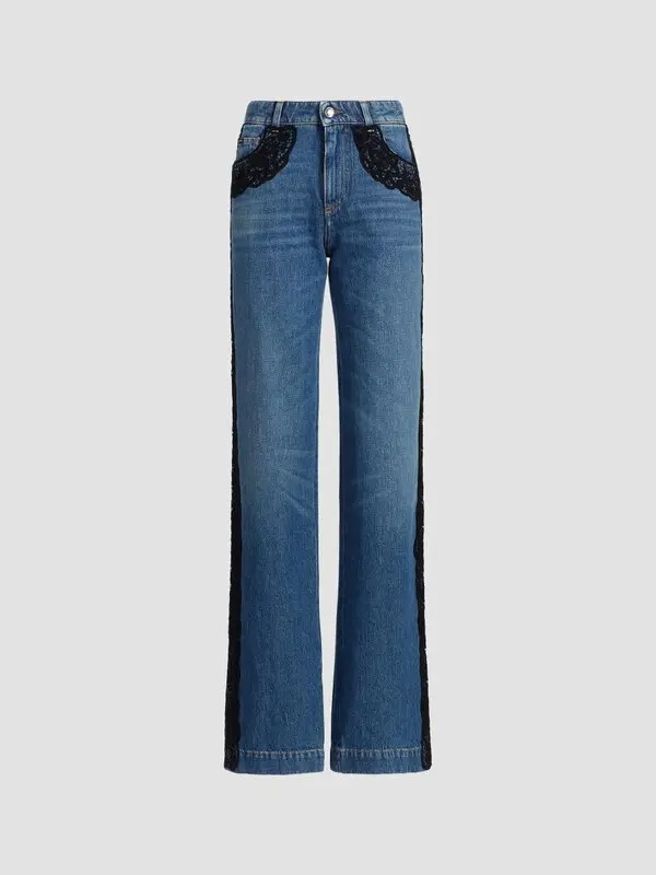 Dolce & Gabbana Lace-trimmed Straight Mid-rise Jeans