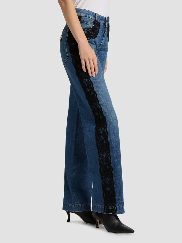 Dolce & Gabbana Lace-trimmed Straight Mid-rise Jeans