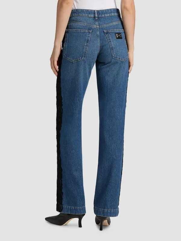 Dolce & Gabbana Lace-trimmed Straight Mid-rise Jeans