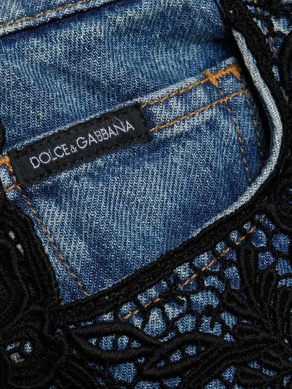 Dolce & Gabbana Lace-trimmed Straight Mid-rise Jeans
