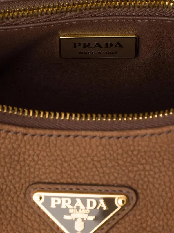 Prada Aimee Large Nubuck Leather Shoulder Bag - Brown