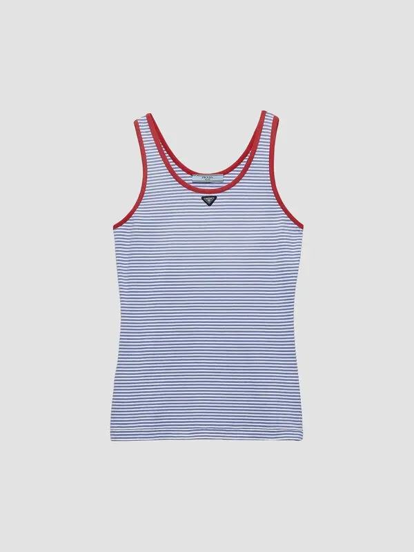 Prada Striped Cotton Jersey Tank Top