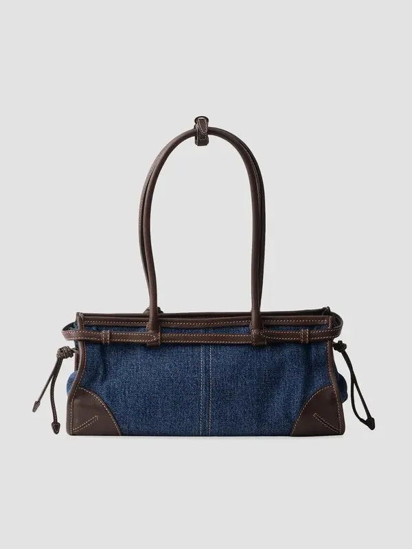 Prada Bonnie Medium Denim And Leather Top Handle Bag