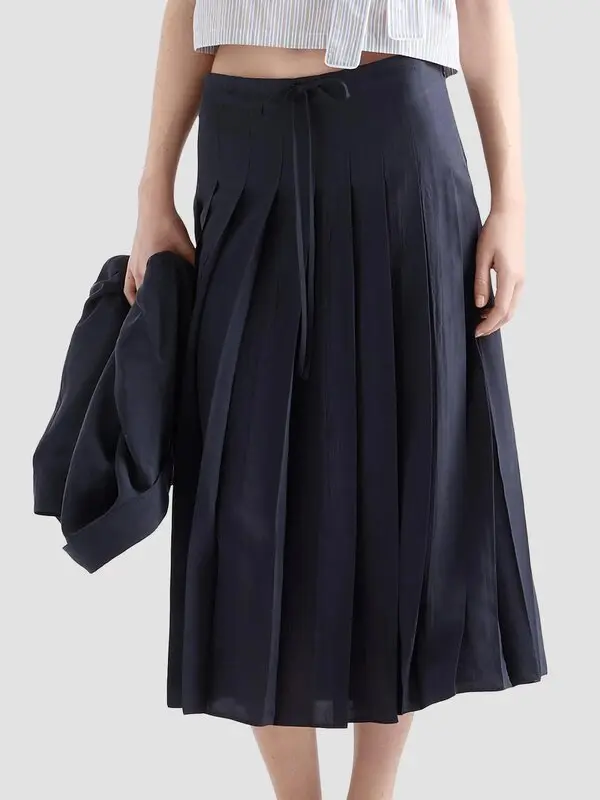Prada Pleated Silk Midi-skirt