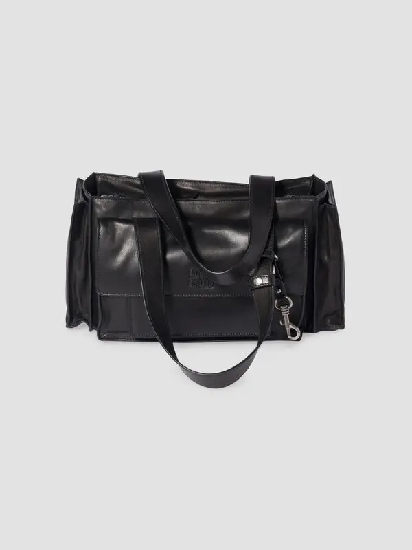 Miu Miu Utilitaire Nappa Leather Shopping Bag - Black