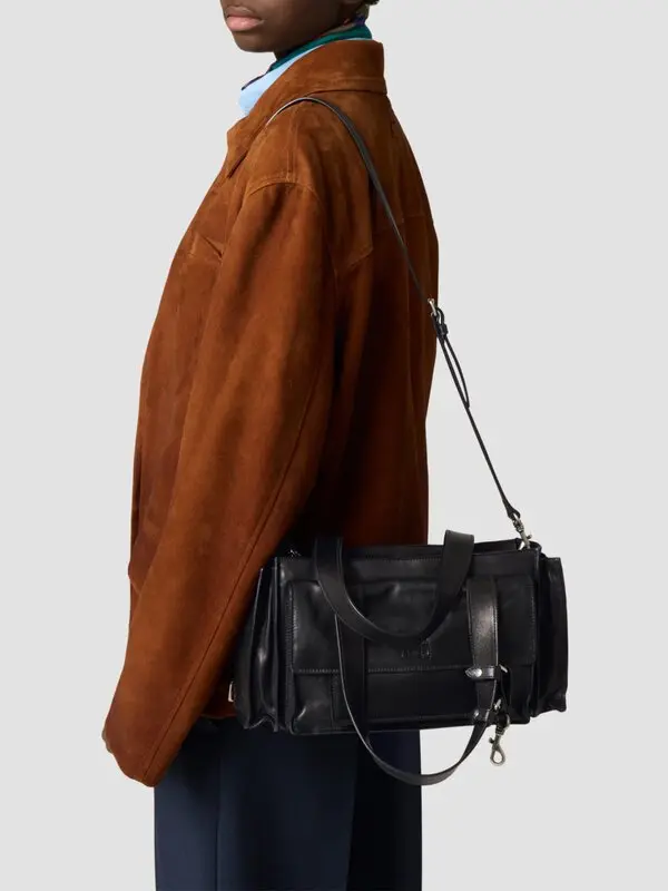 Miu Miu Utilitaire Nappa Leather Shopping Bag - Black