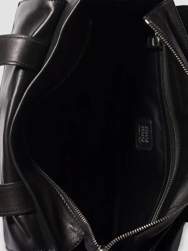 Miu Miu Utilitaire Nappa Leather Shopping Bag - Black