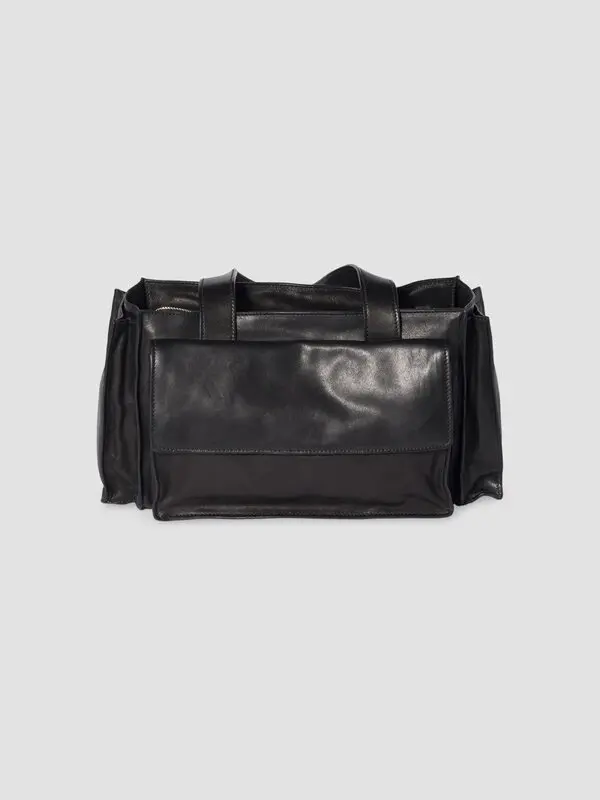 Miu Miu Utilitaire Nappa Leather Shopping Bag - Black