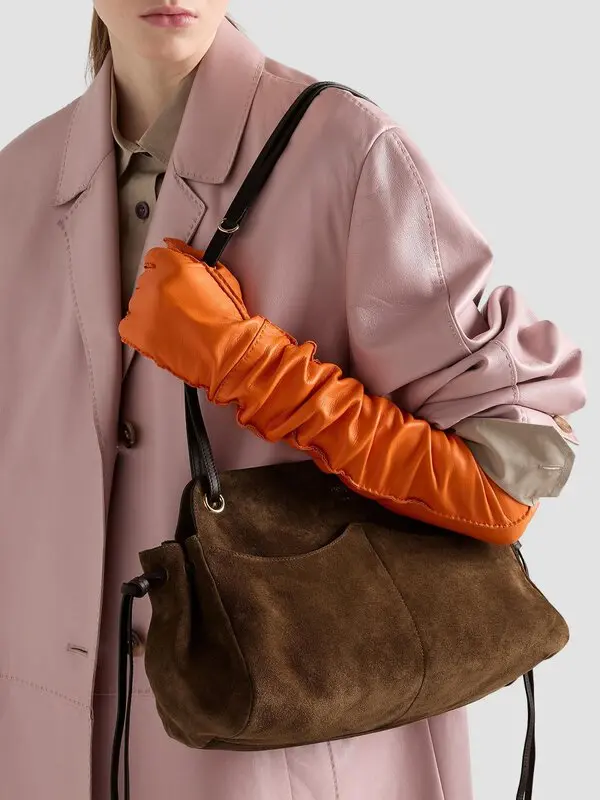 Prada Carry Large Suede Tote Bag - Brown