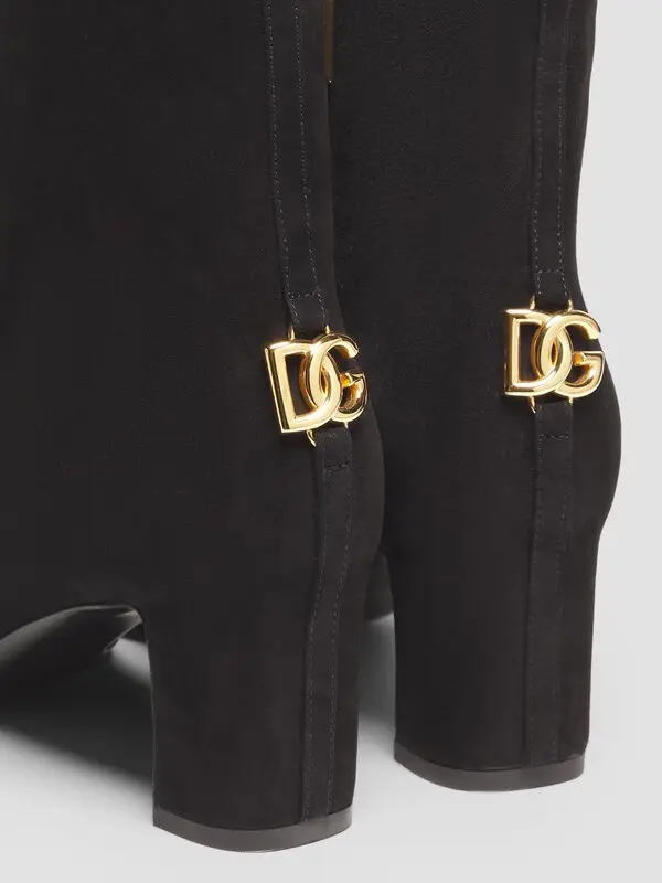 Dolce & Gabbana Suede Logo Ankle Boots