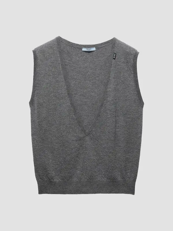 Prada Cashmere V-neck Vest Sweater