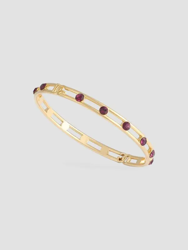 Dolce & Gabbana Goldtone & Glass Crystal Logo Bangle - Gold