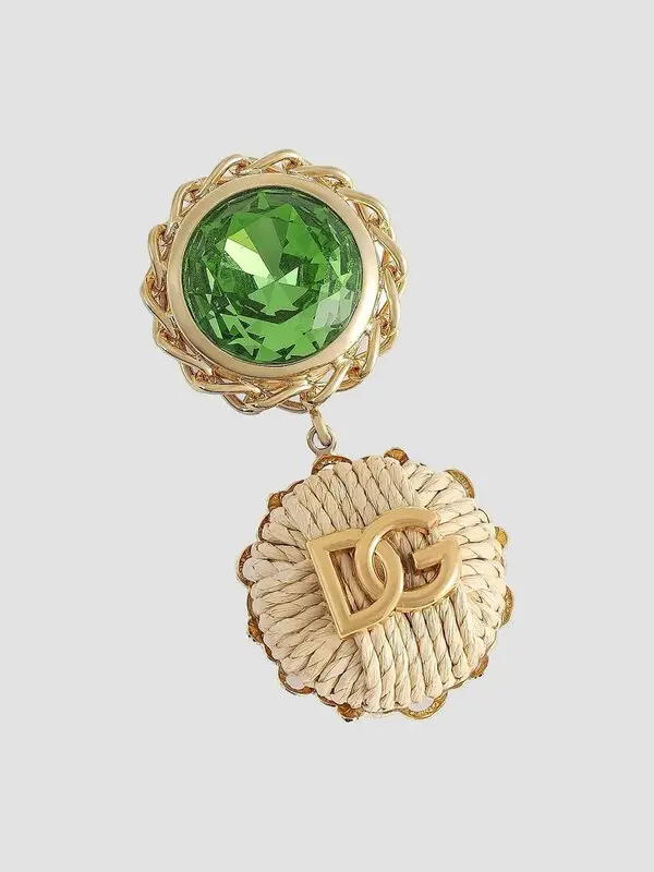 Dolce & Gabbana Raffia, Goldtone & Glass Crystal Logo Drop Earrings