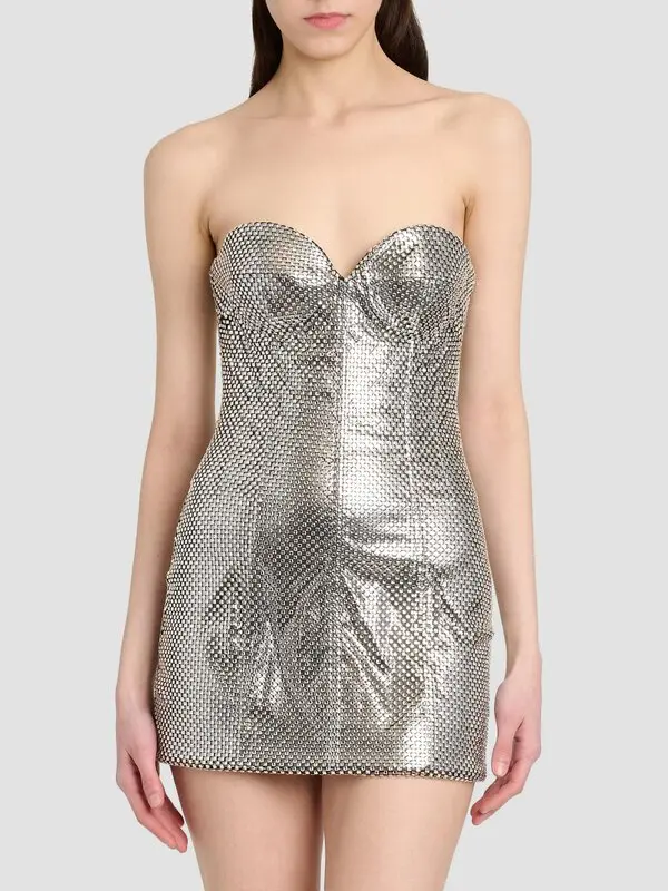 Dolce & Gabbana Strapless Metallic Minidress