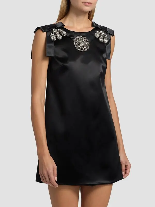 Dolce & Gabbana Embellished Satin Shift Minidress