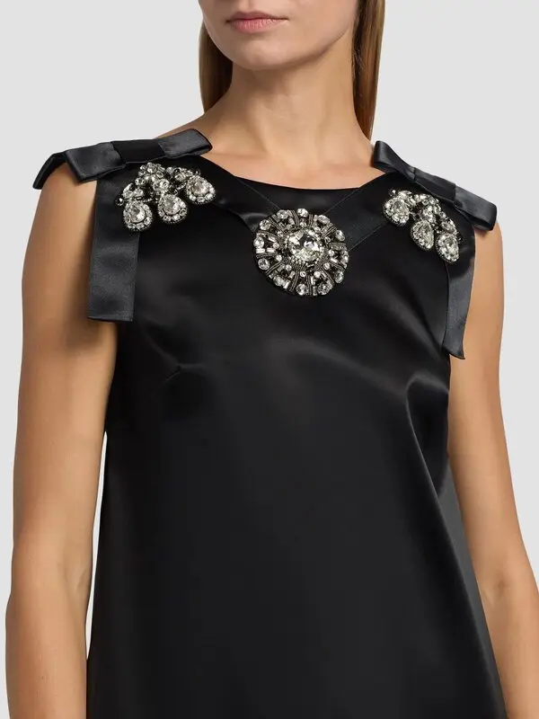 Dolce & Gabbana Embellished Satin Shift Minidress