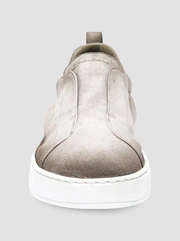Santoni Victory Logo Seta Suede Slip-on Sneakers - Beige