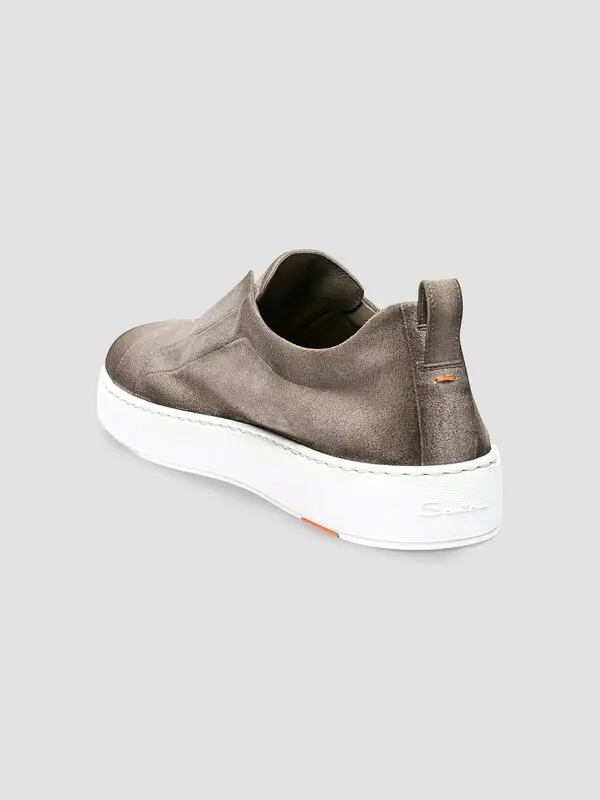 Santoni Victory Logo Seta Suede Slip-on Sneakers - Beige