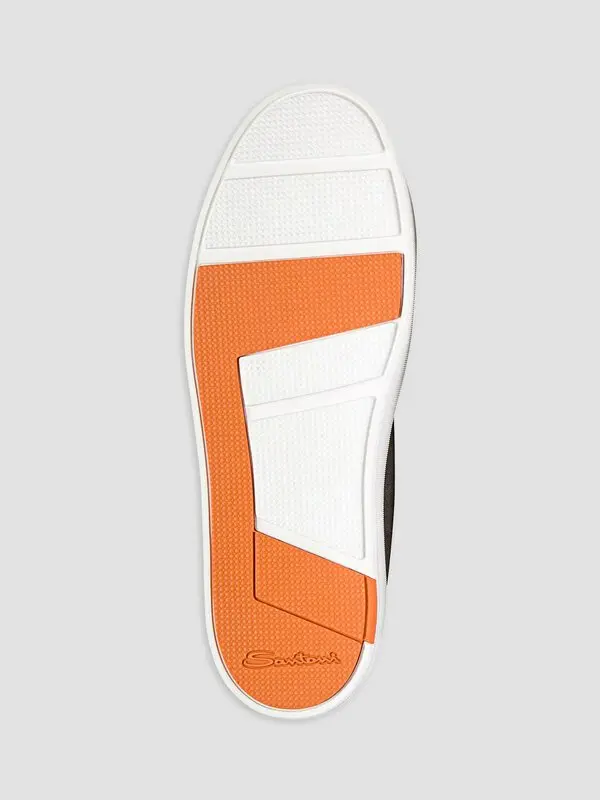Santoni Victory Logo Seta Suede Slip-on Sneakers - Beige