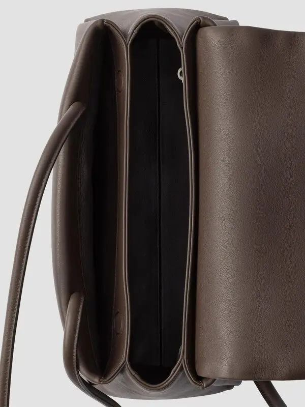 Prada Passage Medium Leather Shoulder Bag With Nylon Flap - Brown