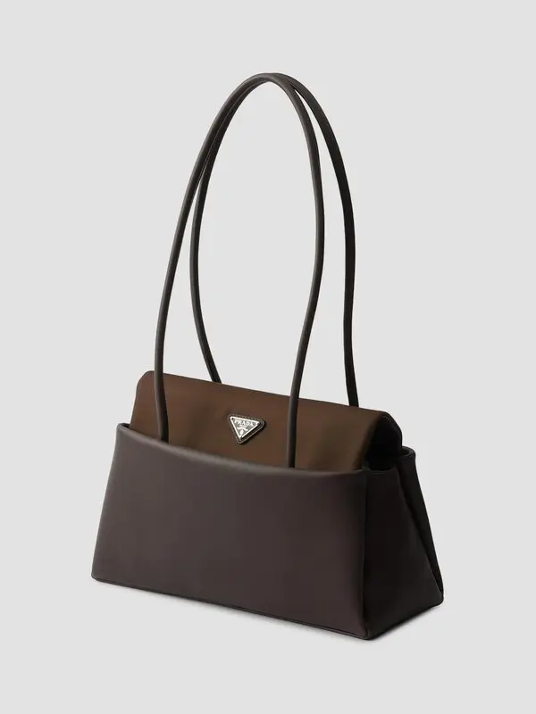 Prada Passage Medium Leather Shoulder Bag With Nylon Flap - Brown