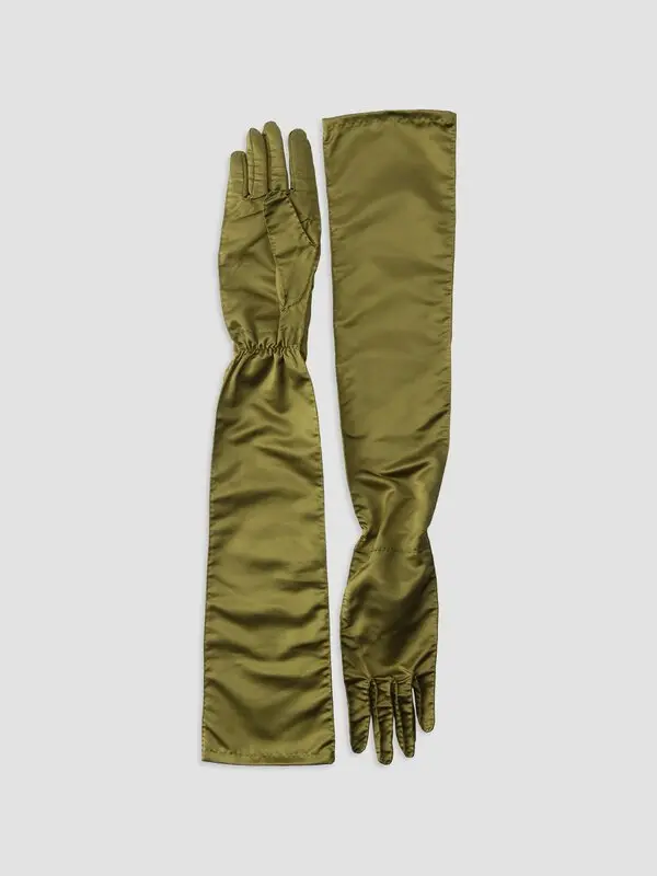 Prada Satin Gloves - Green