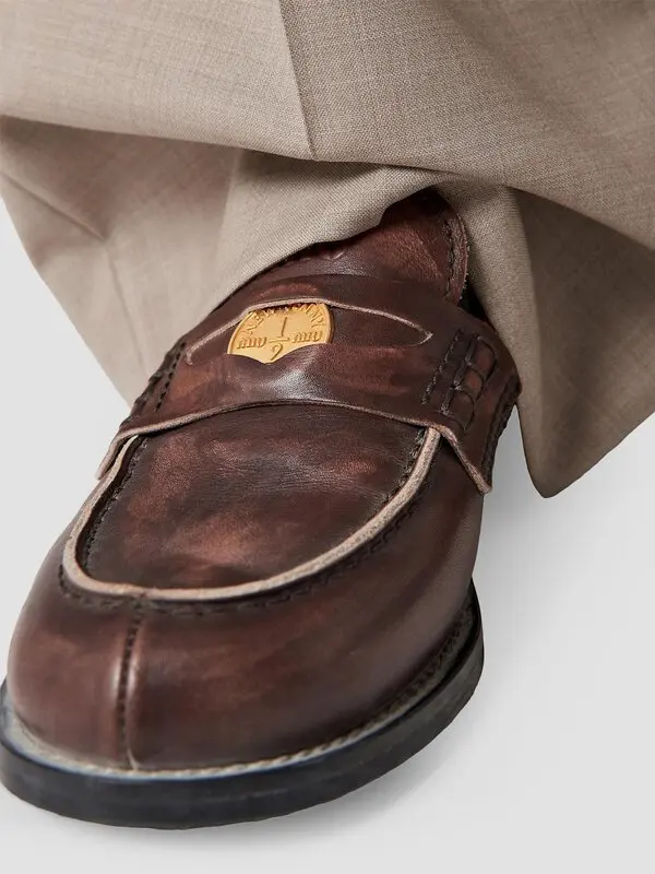Miu Miu Vintage-effect Leather Penny Loafers - Brown