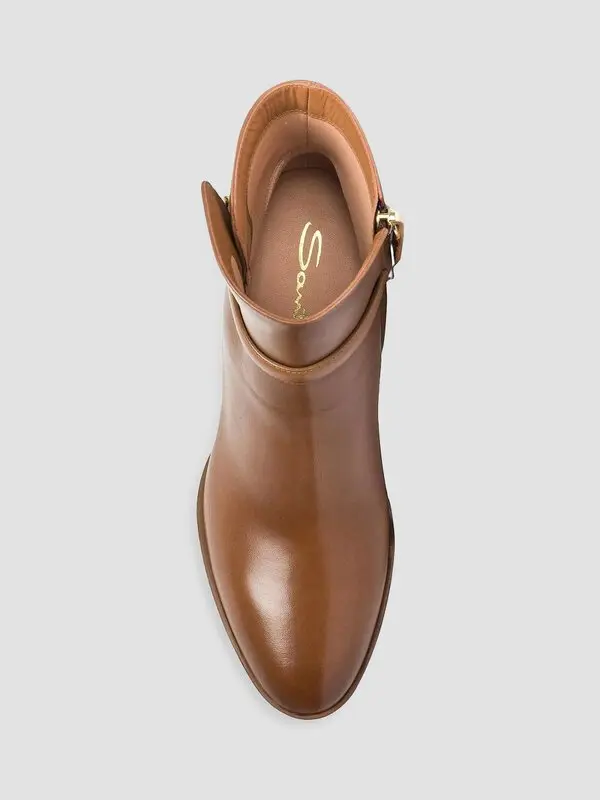 Santoni Andy 65mm Leather Block-heel Booties