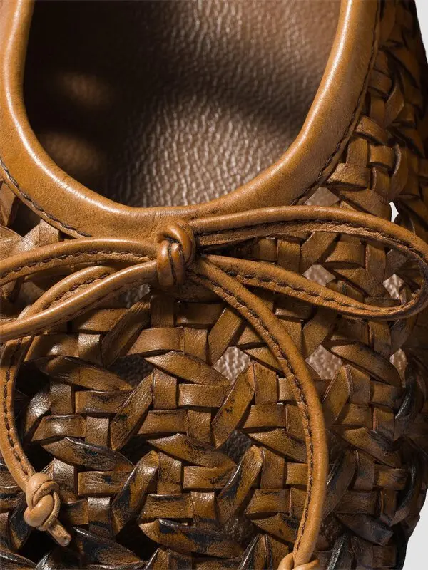 Miu Miu Woven Leather Ballerinas With Strap And Buckle