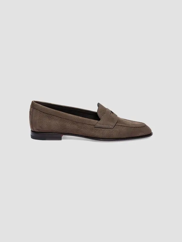 Santoni Suede Penny Loafers - Brown