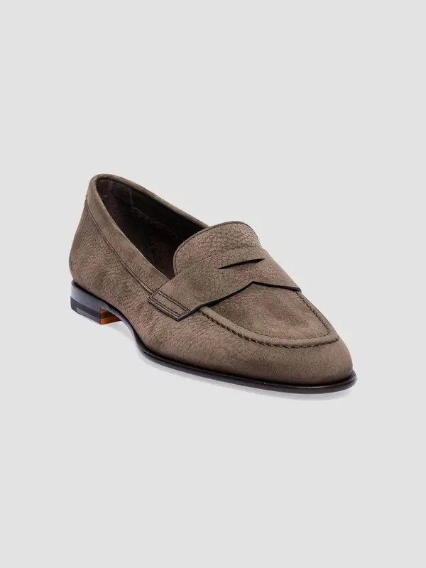 Santoni Suede Penny Loafers - Brown