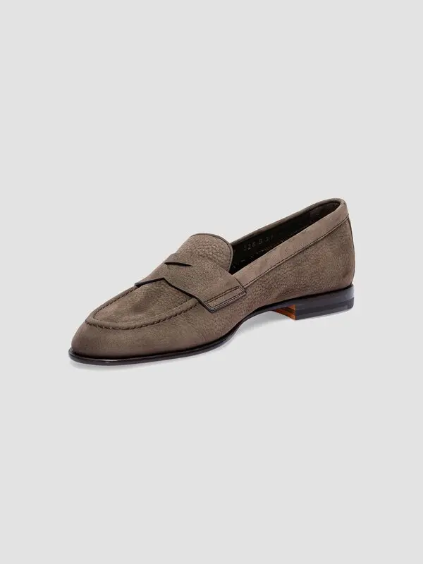 Santoni Suede Penny Loafers - Brown