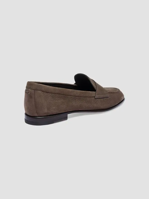 Santoni Suede Penny Loafers - Brown