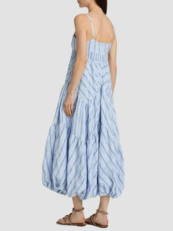Cinq À Sept Evory Striped Cotton-blend Midi-dress