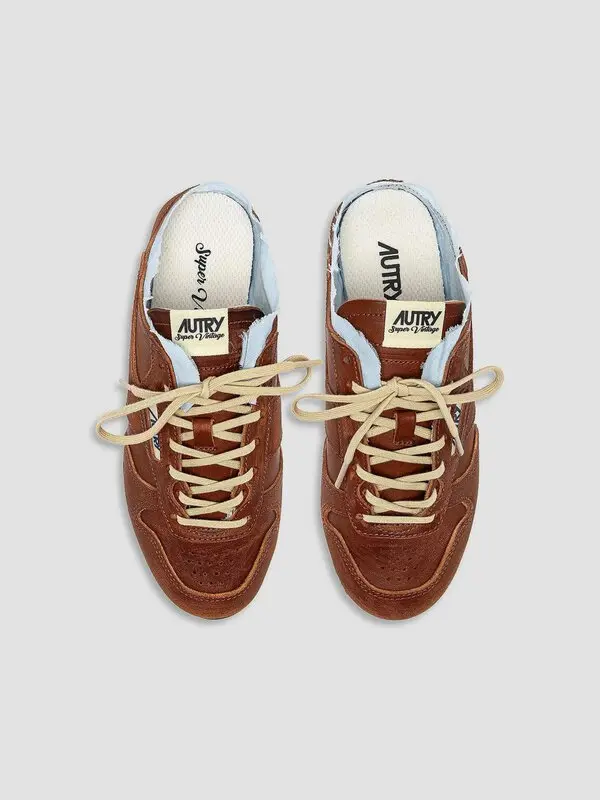 AUTRY The Windspin Raw-edge Leather Sneaker Mules