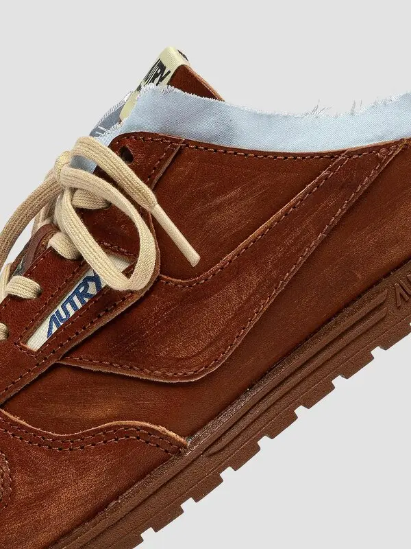 AUTRY The Windspin Raw-edge Leather Sneaker Mules