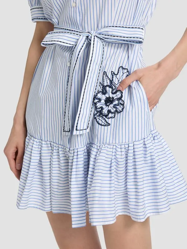 Cinq À Sept Zadie Floral Embroidered Pinstriped Minidress - White Multi