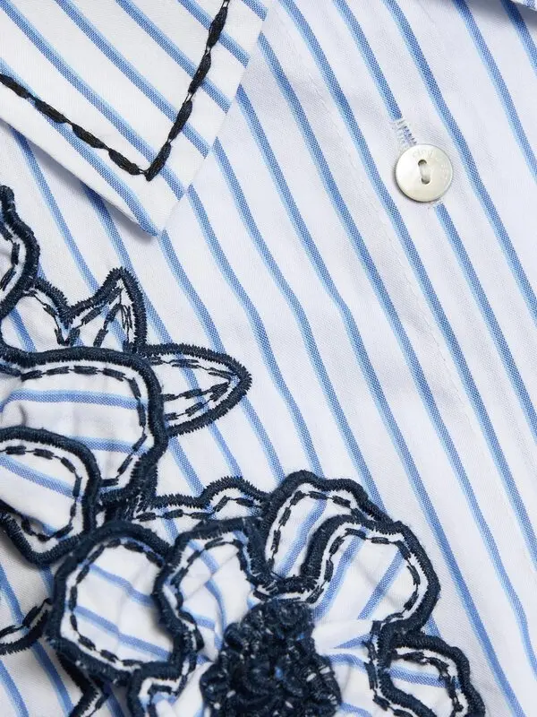 Cinq À Sept Zadie Floral Embroidered Pinstriped Minidress - White Multi