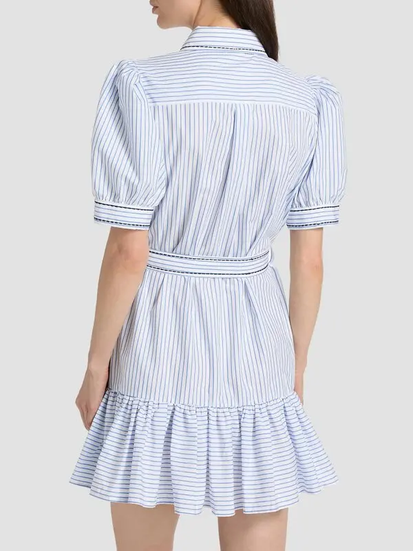 Cinq À Sept Zadie Floral Embroidered Pinstriped Minidress - White Multi