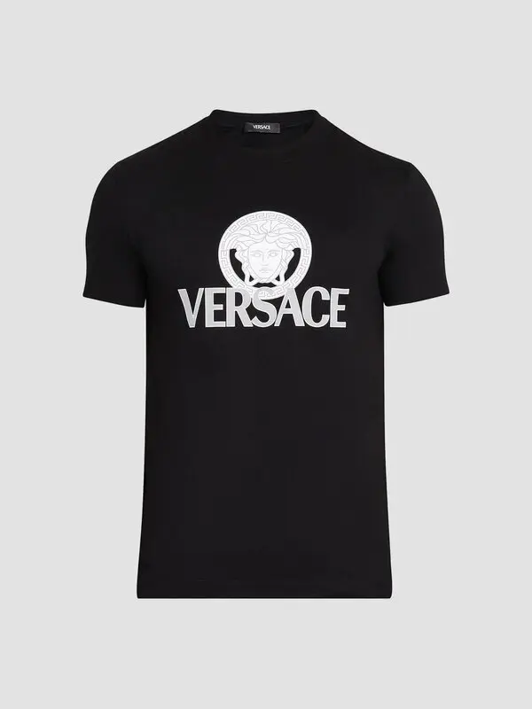 Versace Medusa Logo Cotton Crewneck T-shirt - Black