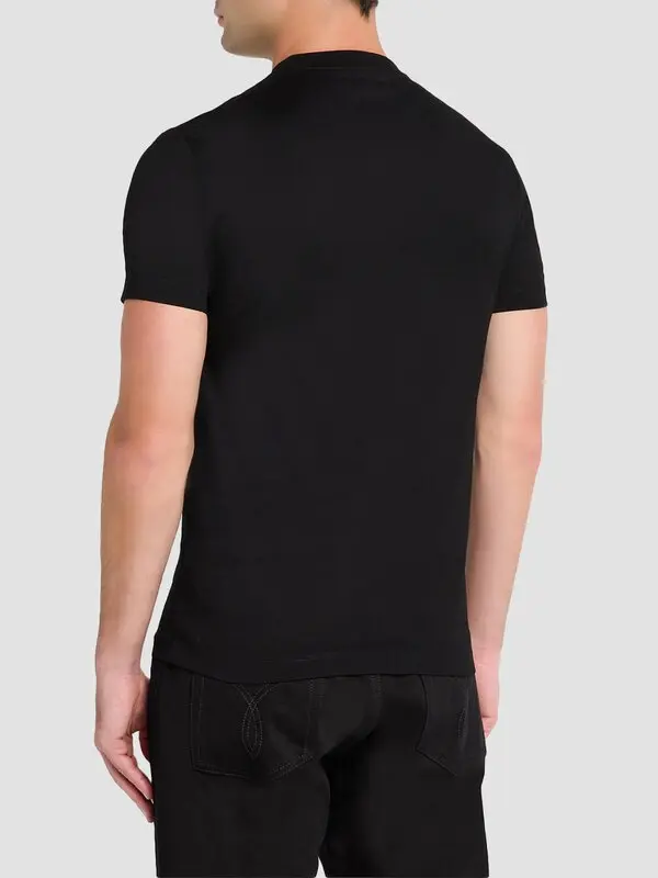 Versace Medusa Logo Cotton Crewneck T-shirt - Black