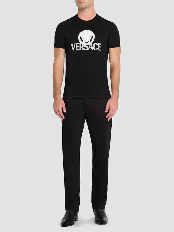 Versace Medusa Logo Cotton Crewneck T-shirt - Black