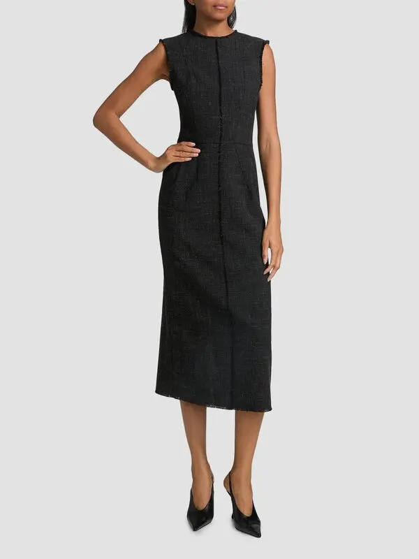 Michael Kors Seamed Wool-linen Sheath Dress