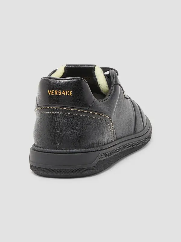 Versace Leather Low-top Sneakers - Black