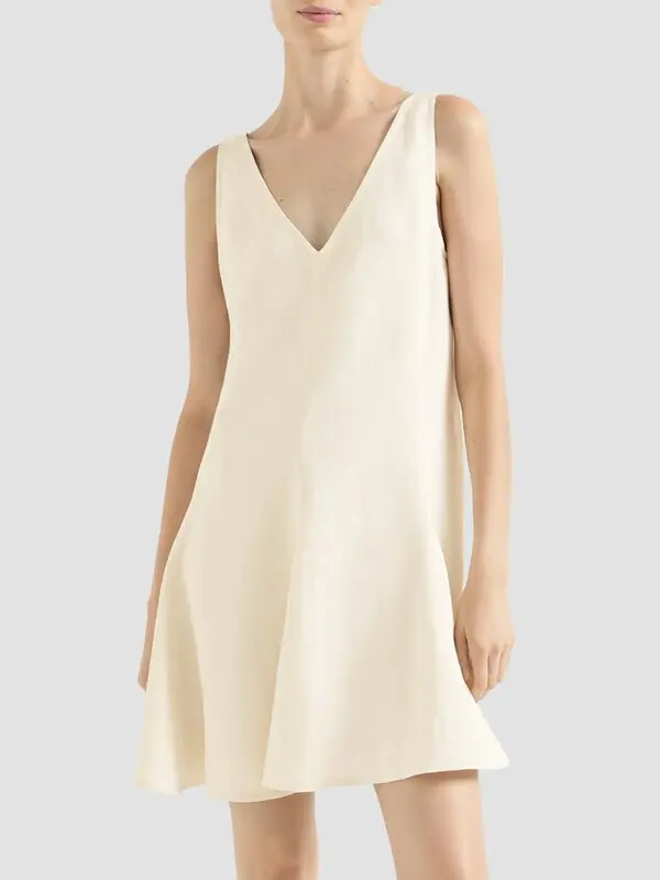 Brunello Cucinelli Viscose And Linen Fluid Twill Mini Dress