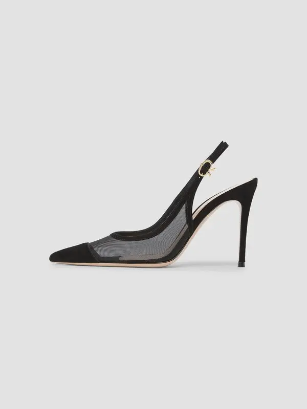 GIANVITO ROSSI 95mm Suede & Mesh Slingback Pumps