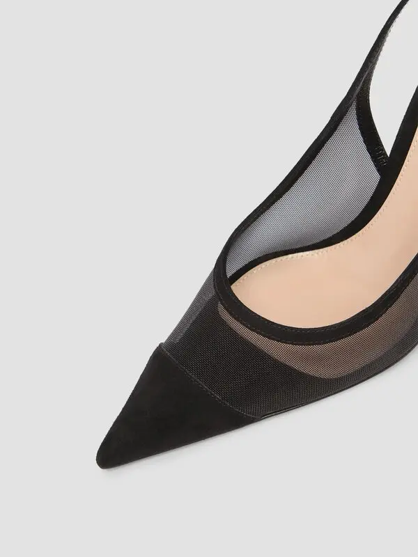 GIANVITO ROSSI 95mm Suede & Mesh Slingback Pumps