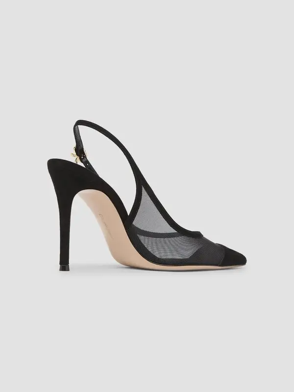 GIANVITO ROSSI 95mm Suede & Mesh Slingback Pumps