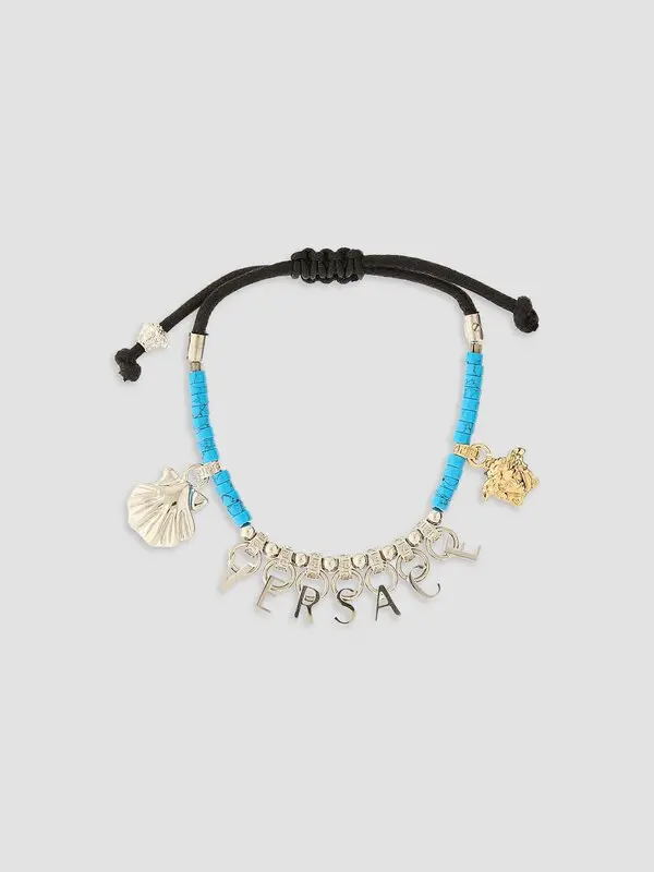 Versace Goldtone & Waxed Cotton Cord Charm Bracelet - Blue